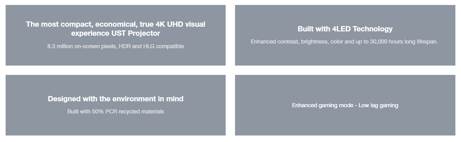 Optoma L1+ 4K UHD Ultra Short Throw LED Home Projector