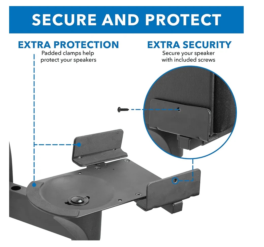 Brateck SB-51 Side Clamping Bookshelf Speaker Mounting Bracket (Pair)